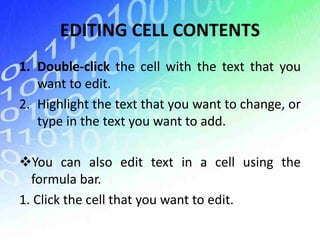 Editing worksheet data (Microsoft Excel) | PPTX