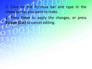 Editing worksheet data (Microsoft Excel) | PPTX