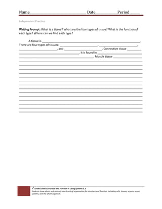 Cell & Tissue Handout | PDF