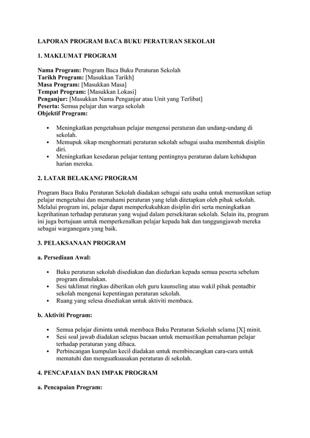 LAPORAN PROGRAM BACA BUKU PERATURAN SEKOLAH.docx