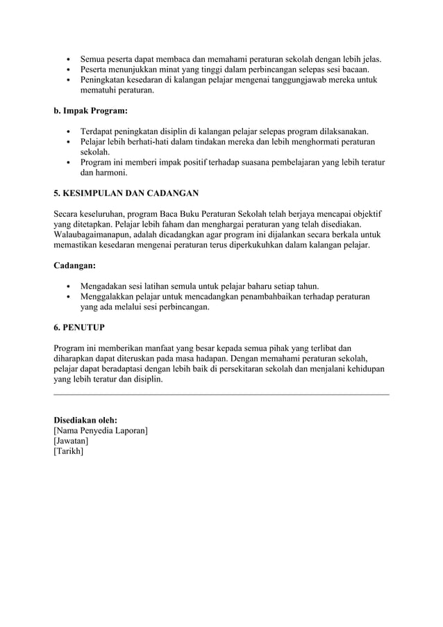 LAPORAN PROGRAM BACA BUKU PERATURAN SEKOLAH.docx