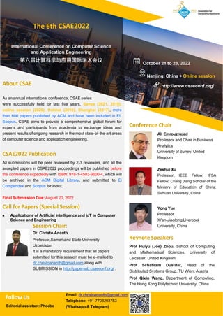 Special Session on “Applications of Artificial Intelligence and IoT in ...