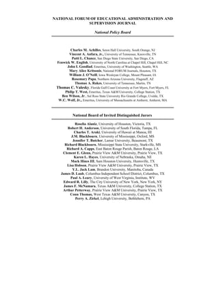 NATIONAL FORUM JOURNALS (Founded 1982) William Allan Kritsonis, Editor ...