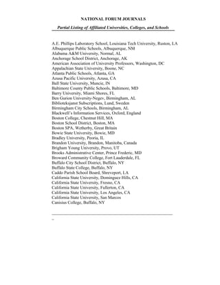 NATIONAL FORUM JOURNALS (Founded 1982) William Allan Kritsonis, Editor ...
