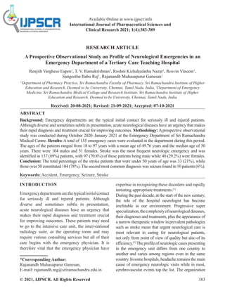 A Prospective Observational Study on Profile of Neurological ...