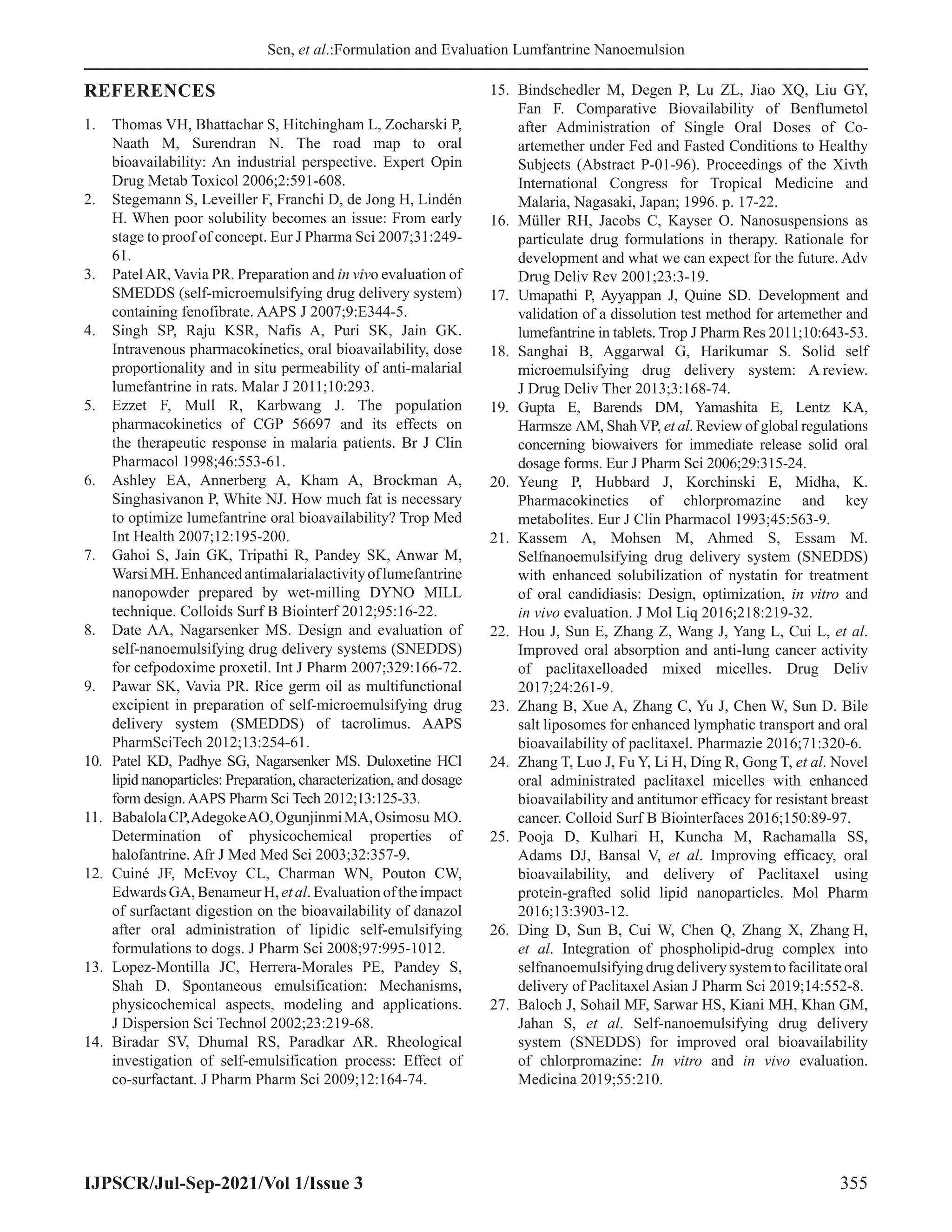 Formulation and Evaluation Lumfantrine Nanoemulsion | PDF
