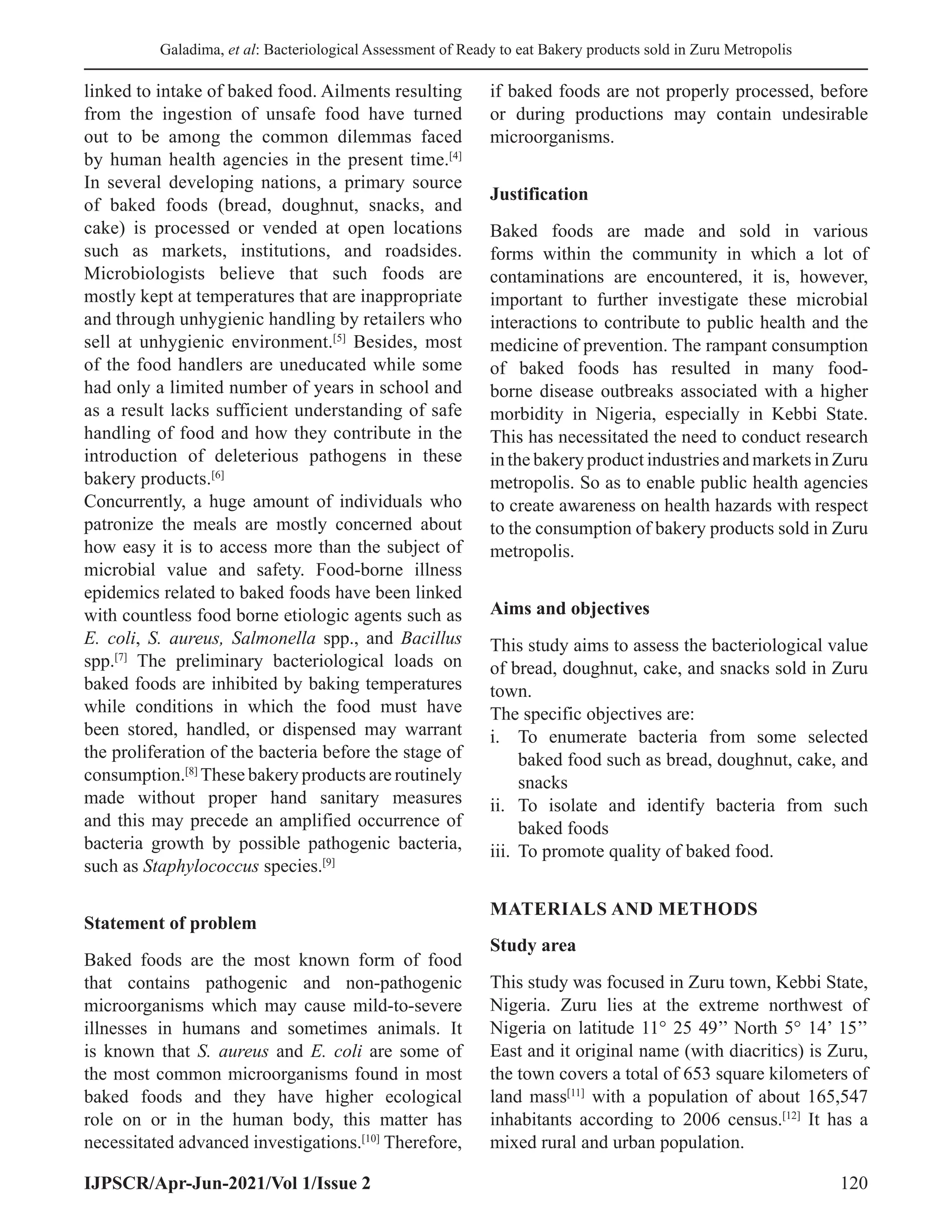 Bacteriological Assessment of Ready-to-Eat Bakery Products Sold in Zuru ...