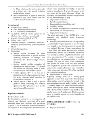 Design, Development, and Evaluation of Nsaid Drug in Soft gel Dosage ...