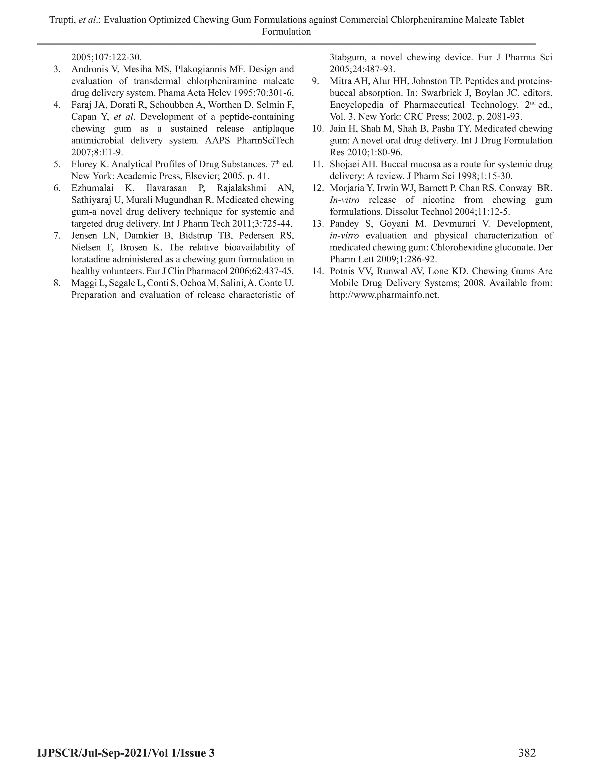Evaluation Optimized Chewing Gum Formulations against Commercial ...