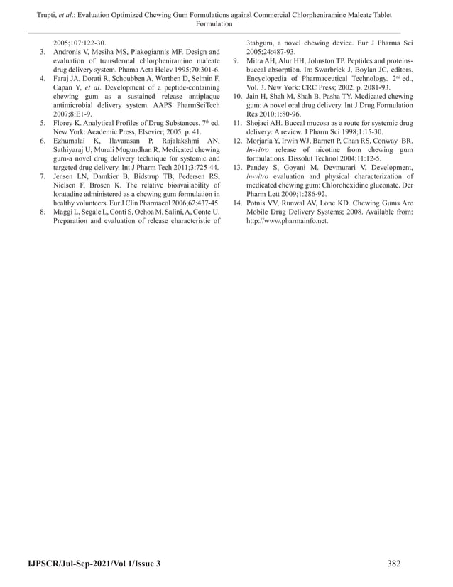 Evaluation Optimized Chewing Gum Formulations against Commercial ...