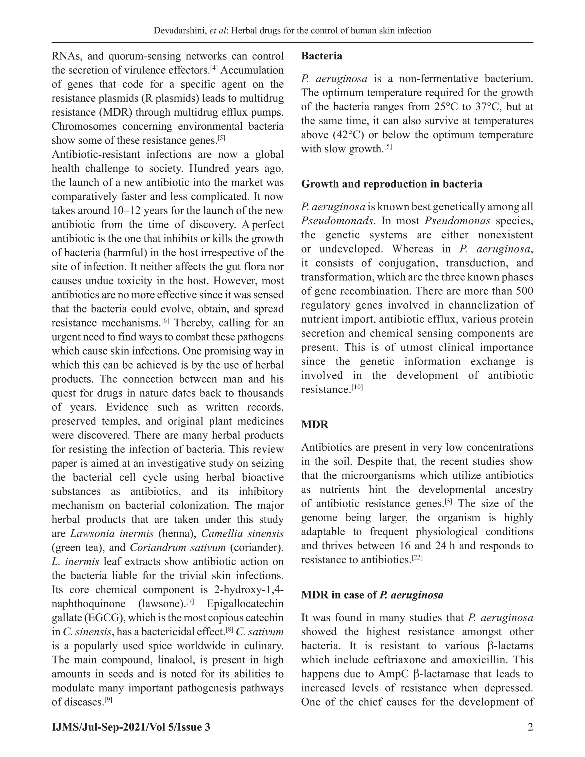 Herbal drugs – an alternative to antibiotics in controlling human skin infection | PDF