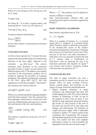 Review of Linear Image Degradation and Image Restoration Technique | PDF | Photo Editing ...