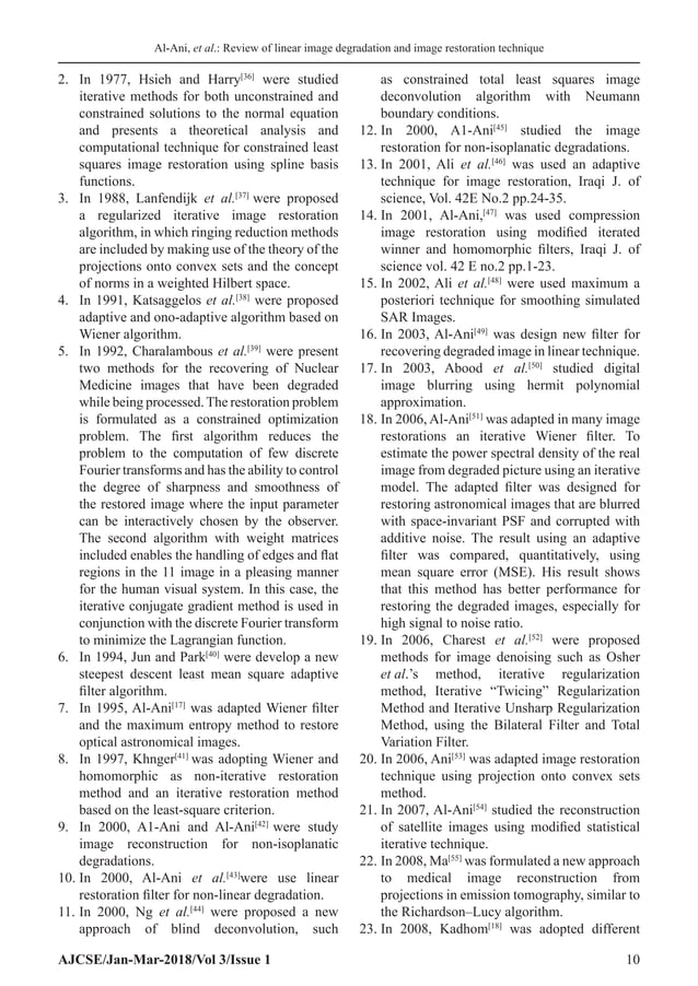 Review of Linear Image Degradation and Image Restoration Technique ...