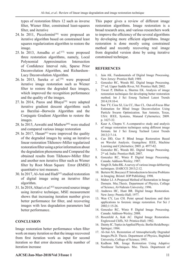 Review Of Linear Image Degradation And Image Restoration Technique Pdf Photo Editing