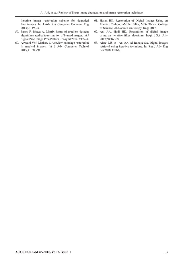 Review Of Linear Image Degradation And Image Restoration Technique Pdf