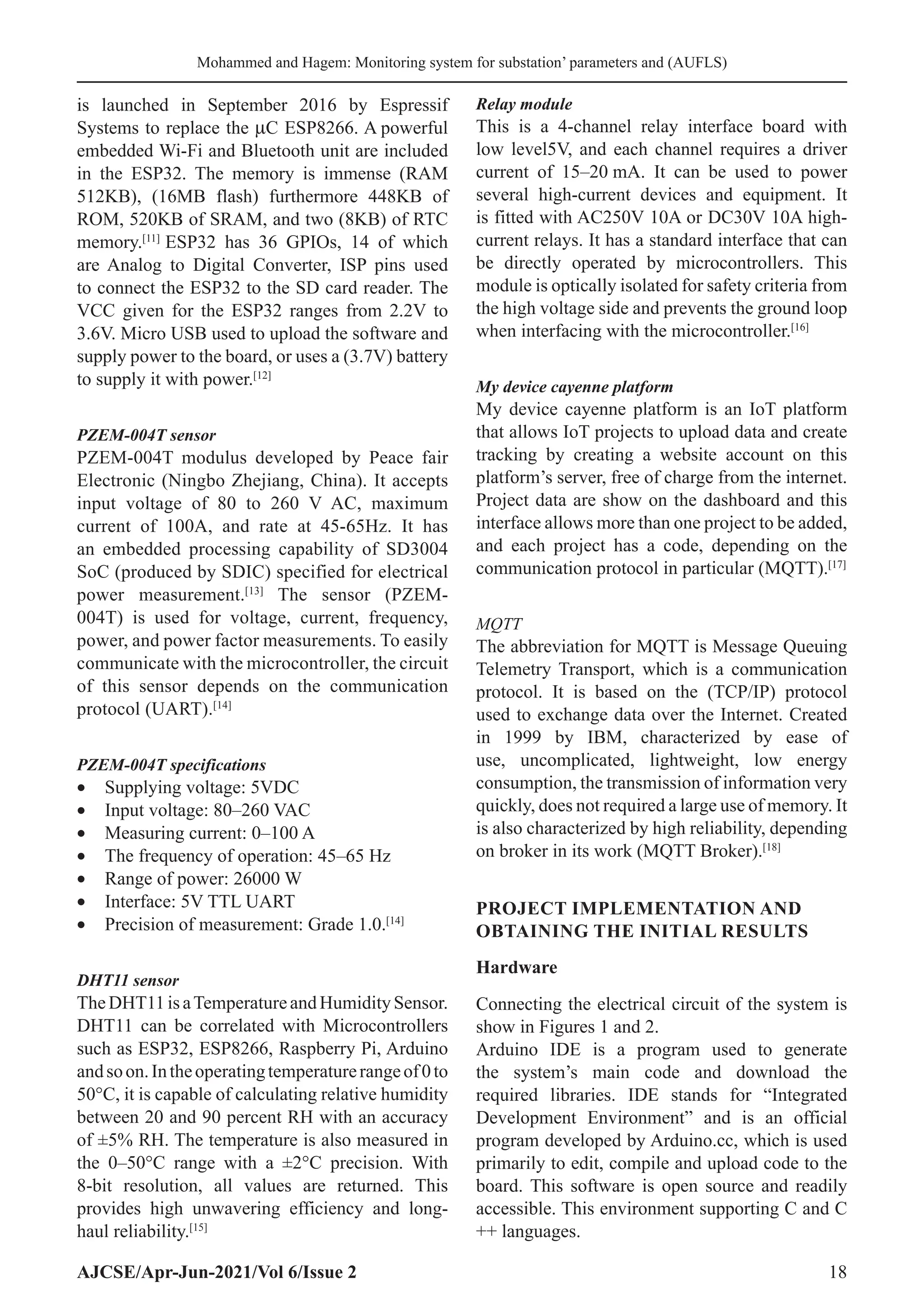Smart Monitoring System for Substation’ Parameters and Automatic under Frequency Load Shedding | PDF