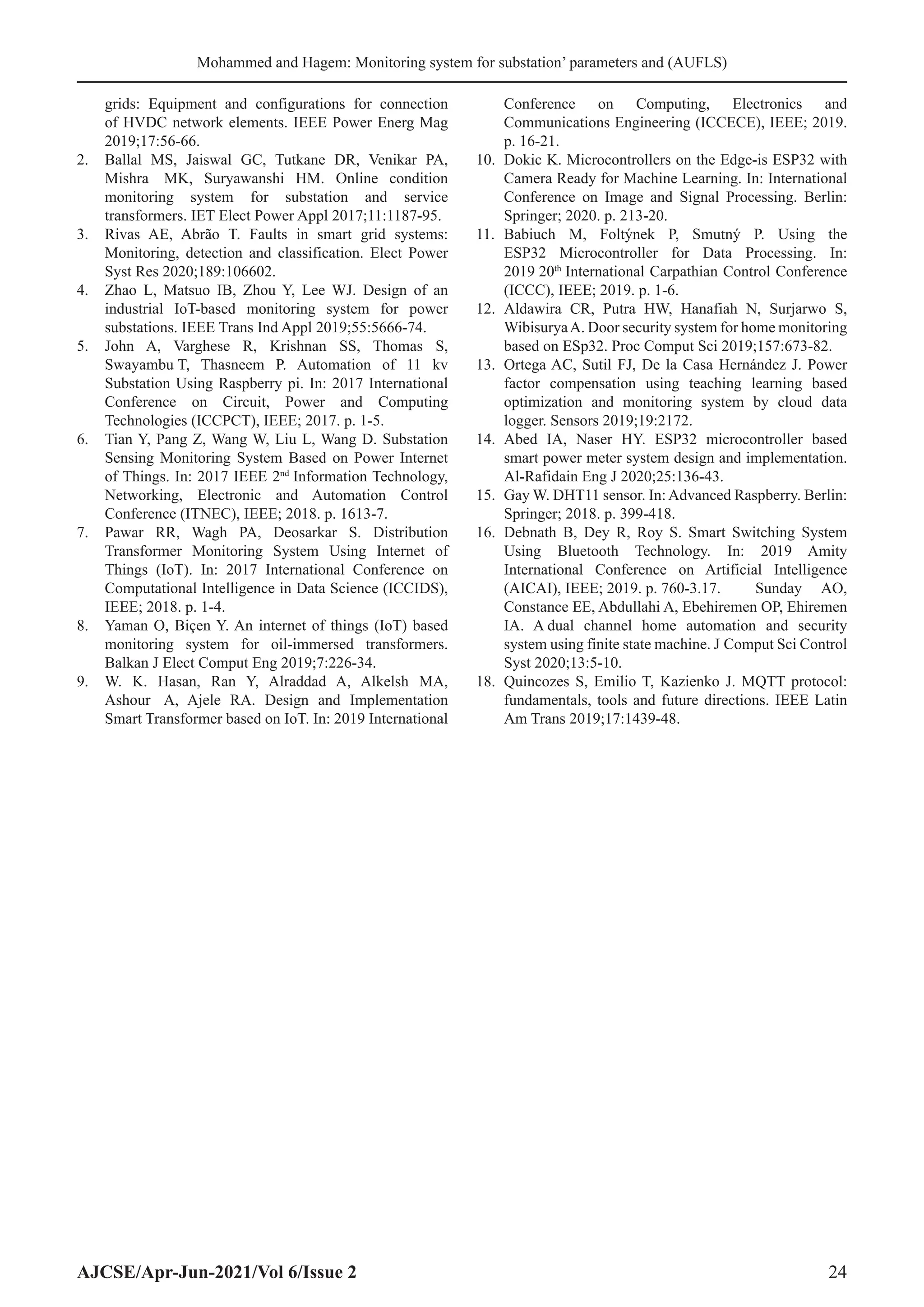 Smart Monitoring System for Substation’ Parameters and Automatic under Frequency Load Shedding | PDF