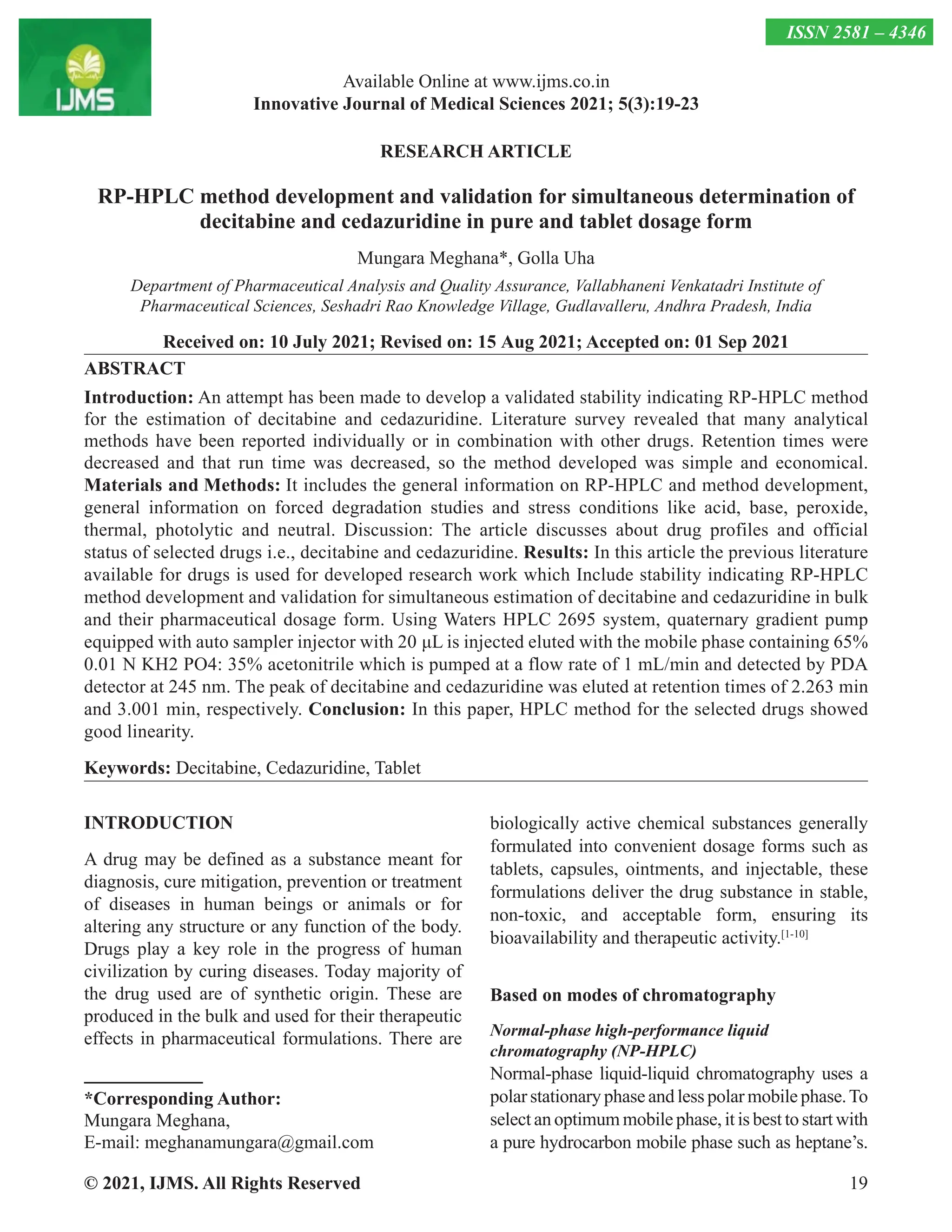 RP-HPLC method development and validation for simultaneous ...