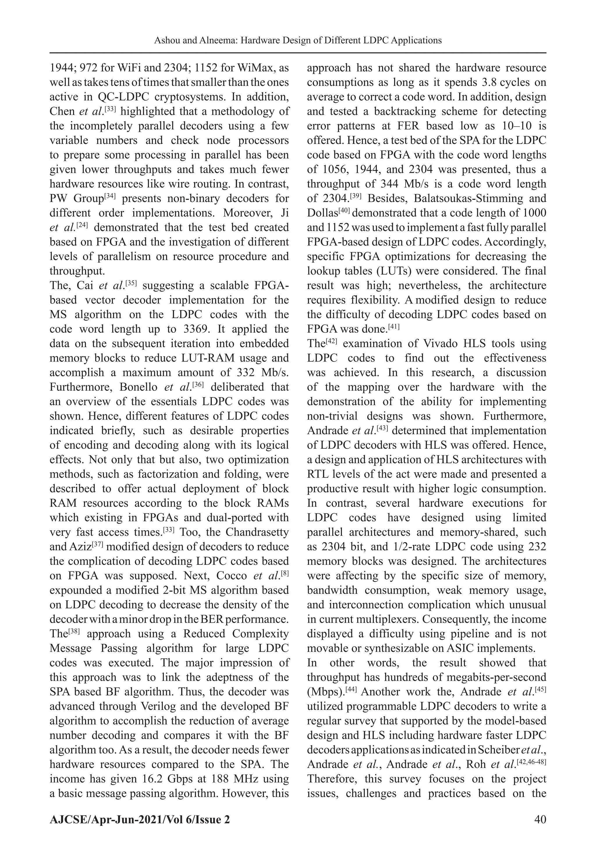 FPGA Hardware Design of Different LDPC Applications: Survey | PDF