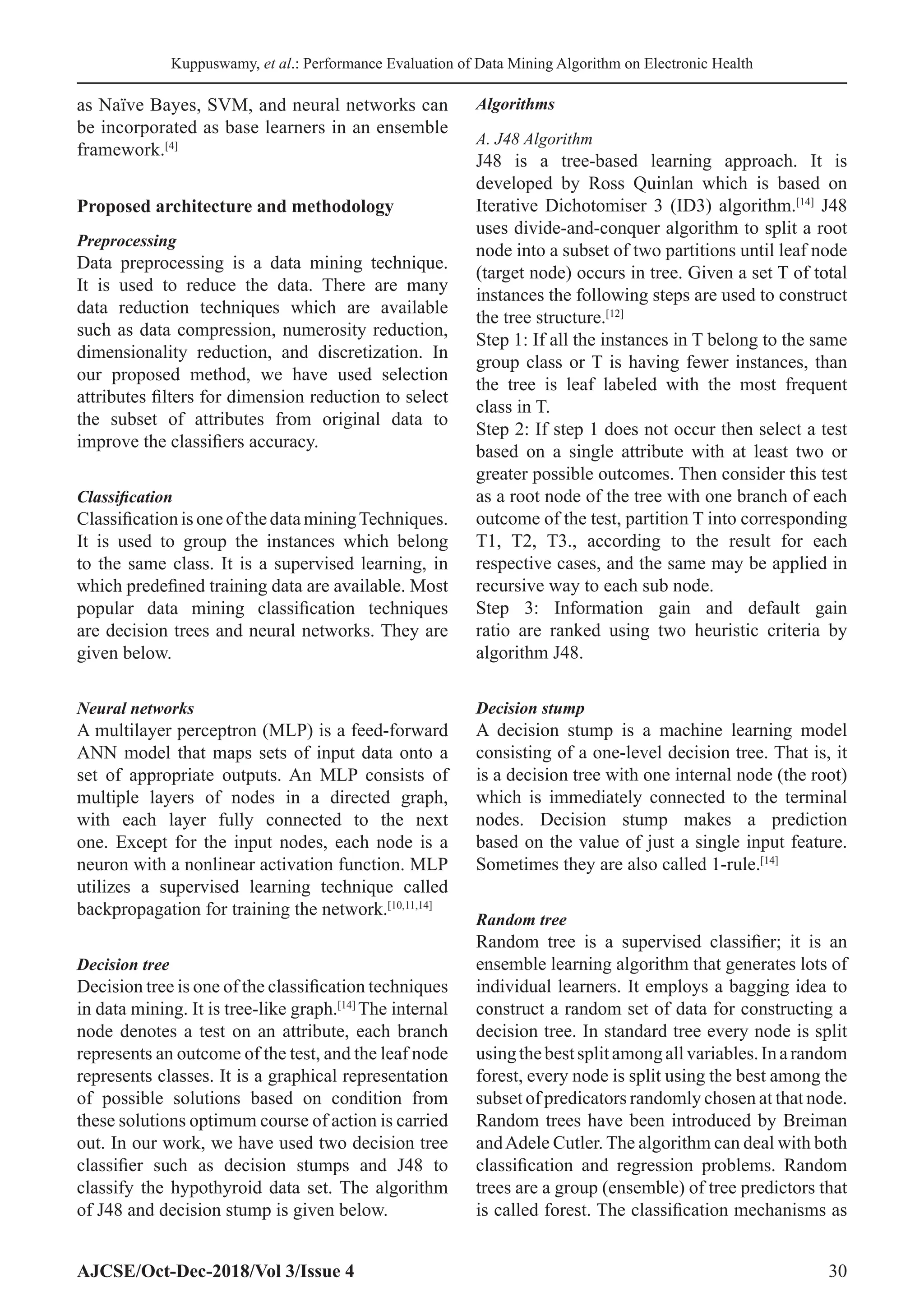 Performance Evaluation of Data Mining Algorithm on Electronic Health Record of Diabetic Patients ...