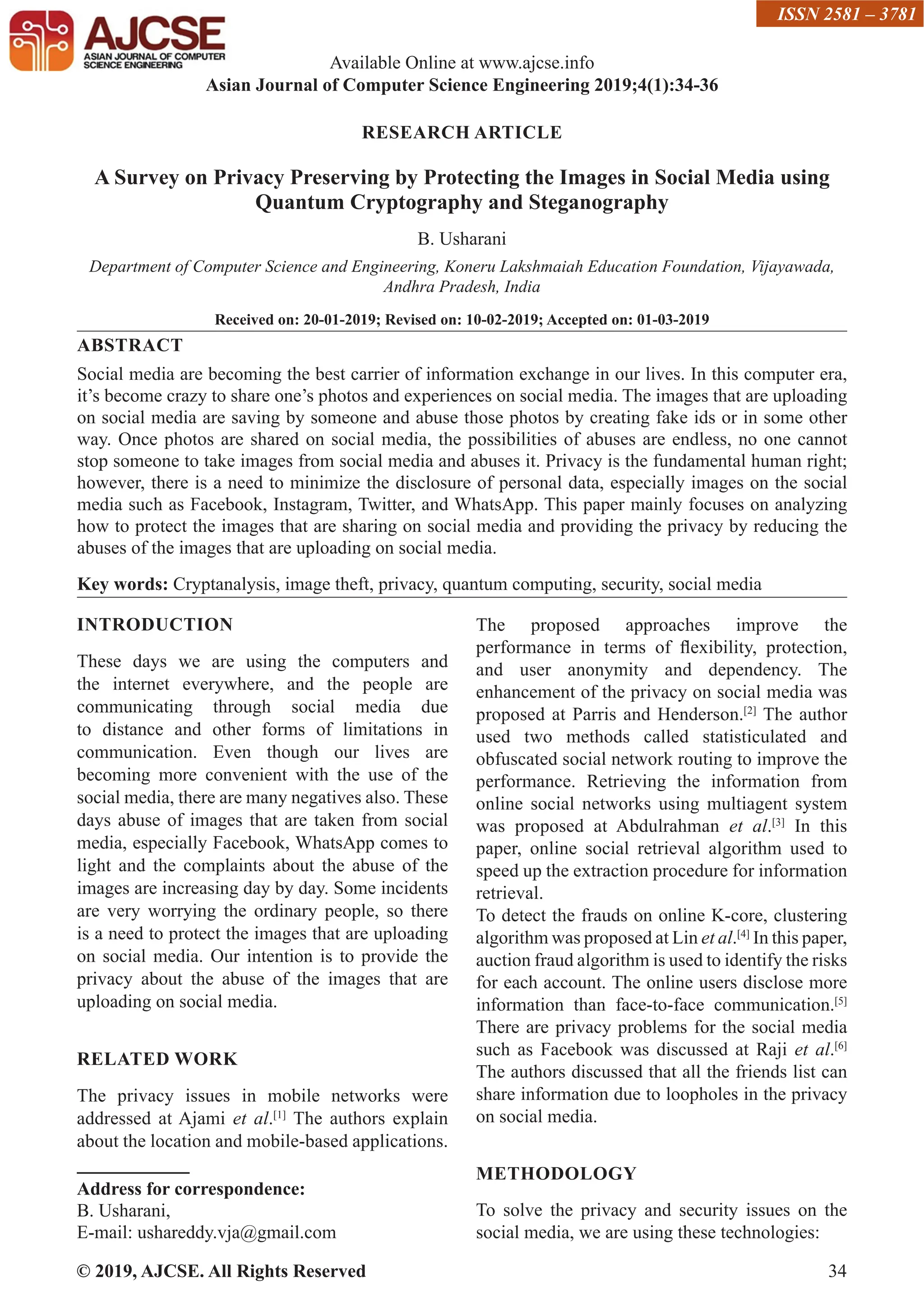 A Survey On Privacy Preserving By Protecting The Images In Social Media Using Quantum