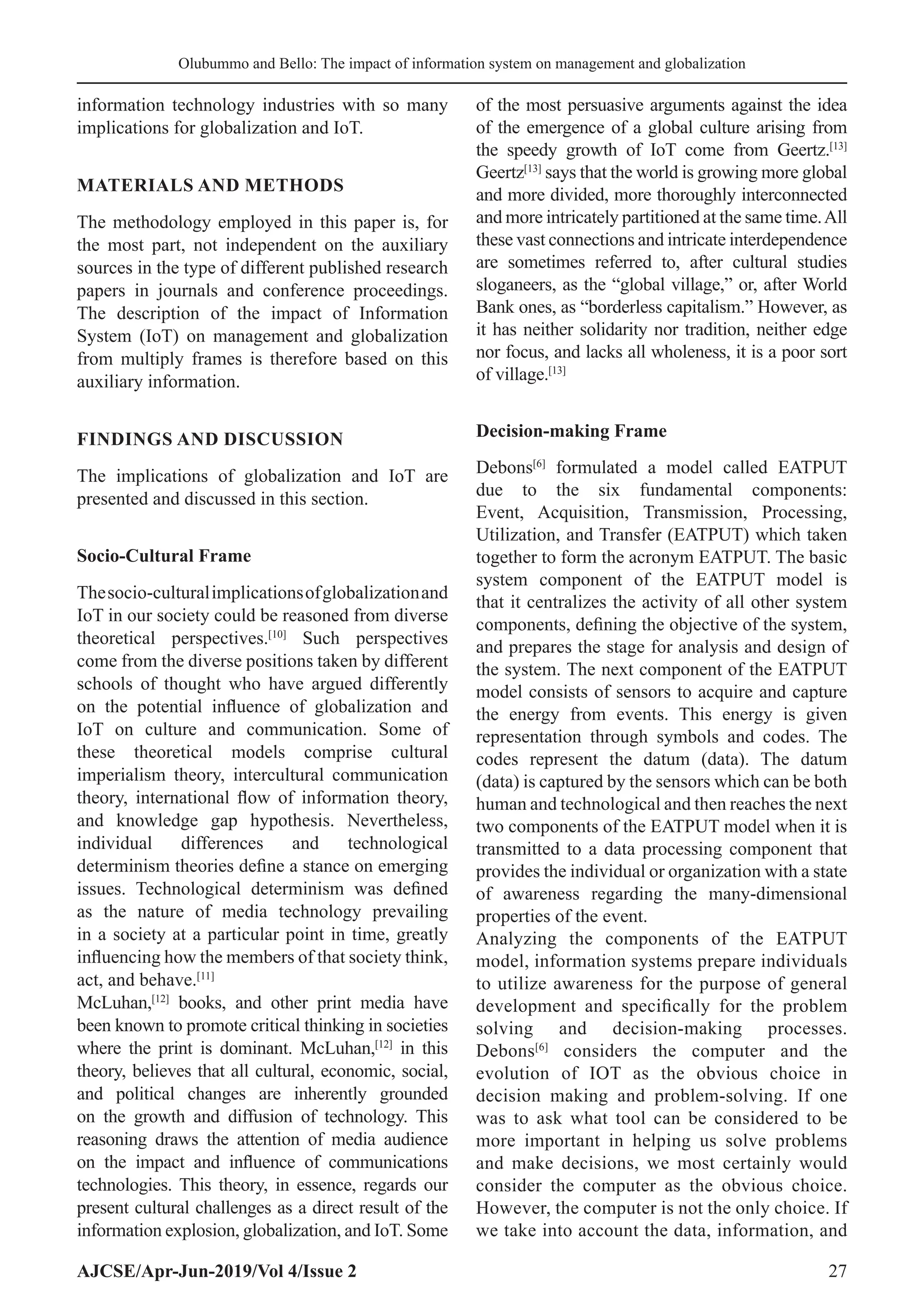 The Impact of Information System (Internet of Things) on Management and ...