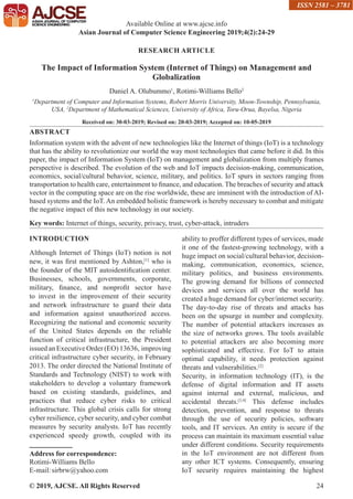 The Impact of Information System (Internet of Things) on Management and ...