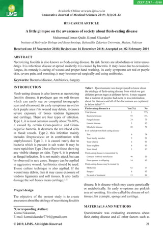 A little glimpse on the awareness of society about flesh-eating disease ...