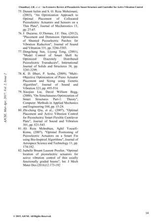 An Extensive Review of Piezoelectric Smart Structure and Controller for Active Vibration Control ...