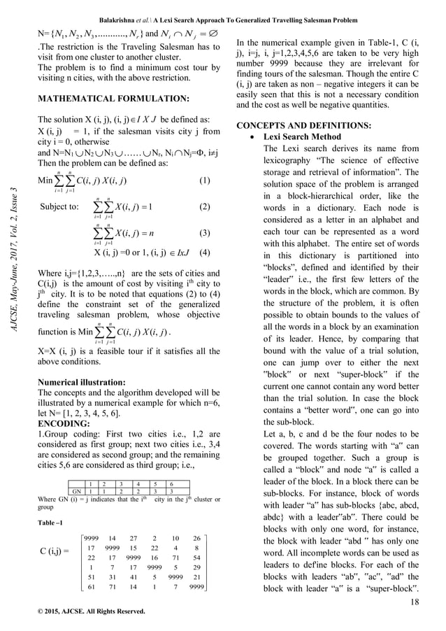 A Lexi Search Approach to Generalized Travelling Salesman Problem | PDF