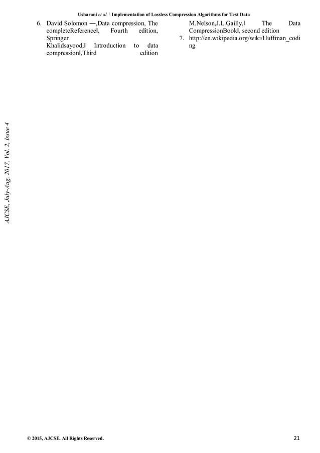 Implementation of Lossless Compression Algorithms for Text Data | PDF