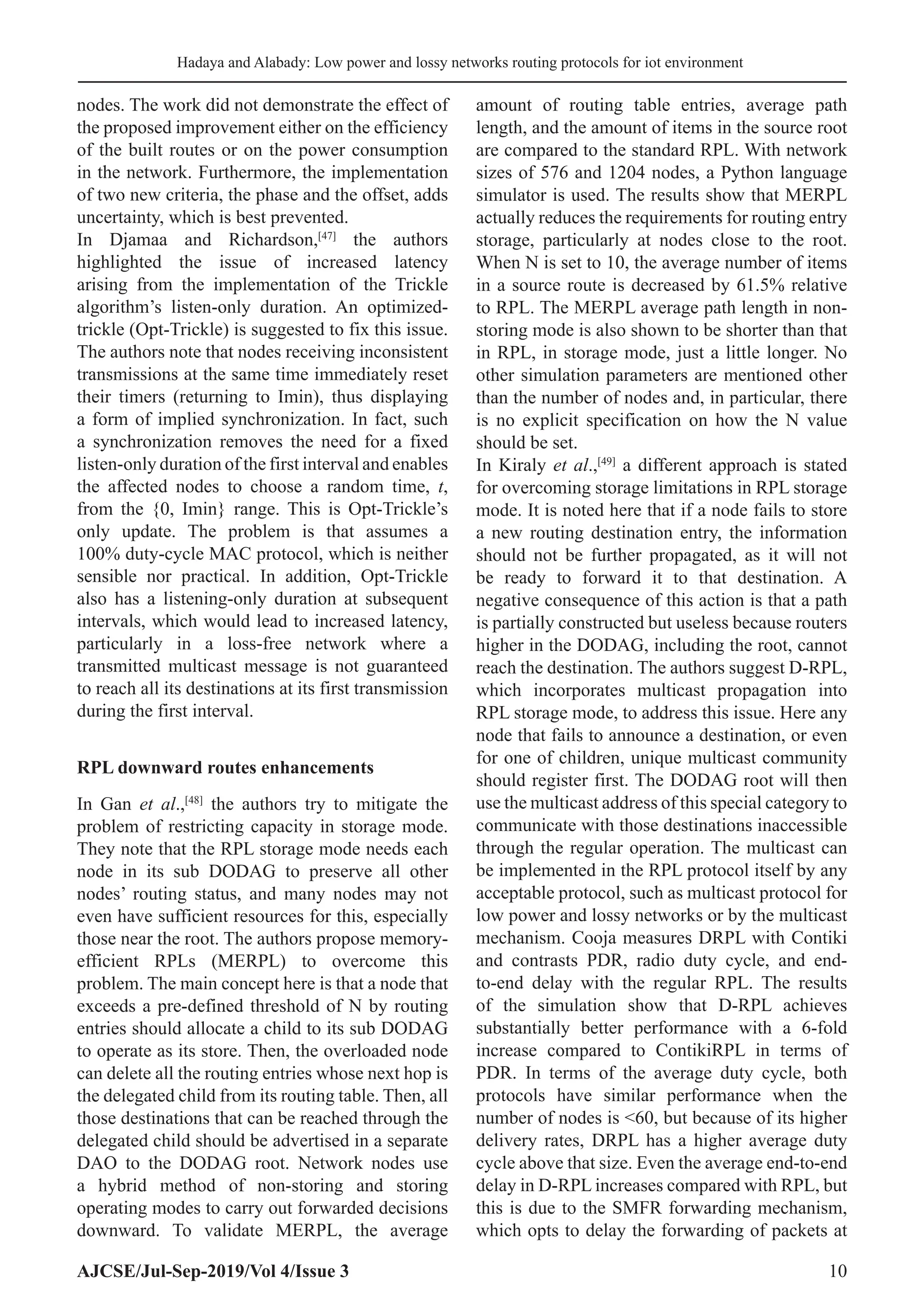 Low Power and Lossy Networks Routing Protocols for IoT Environment: A Survey | PDF