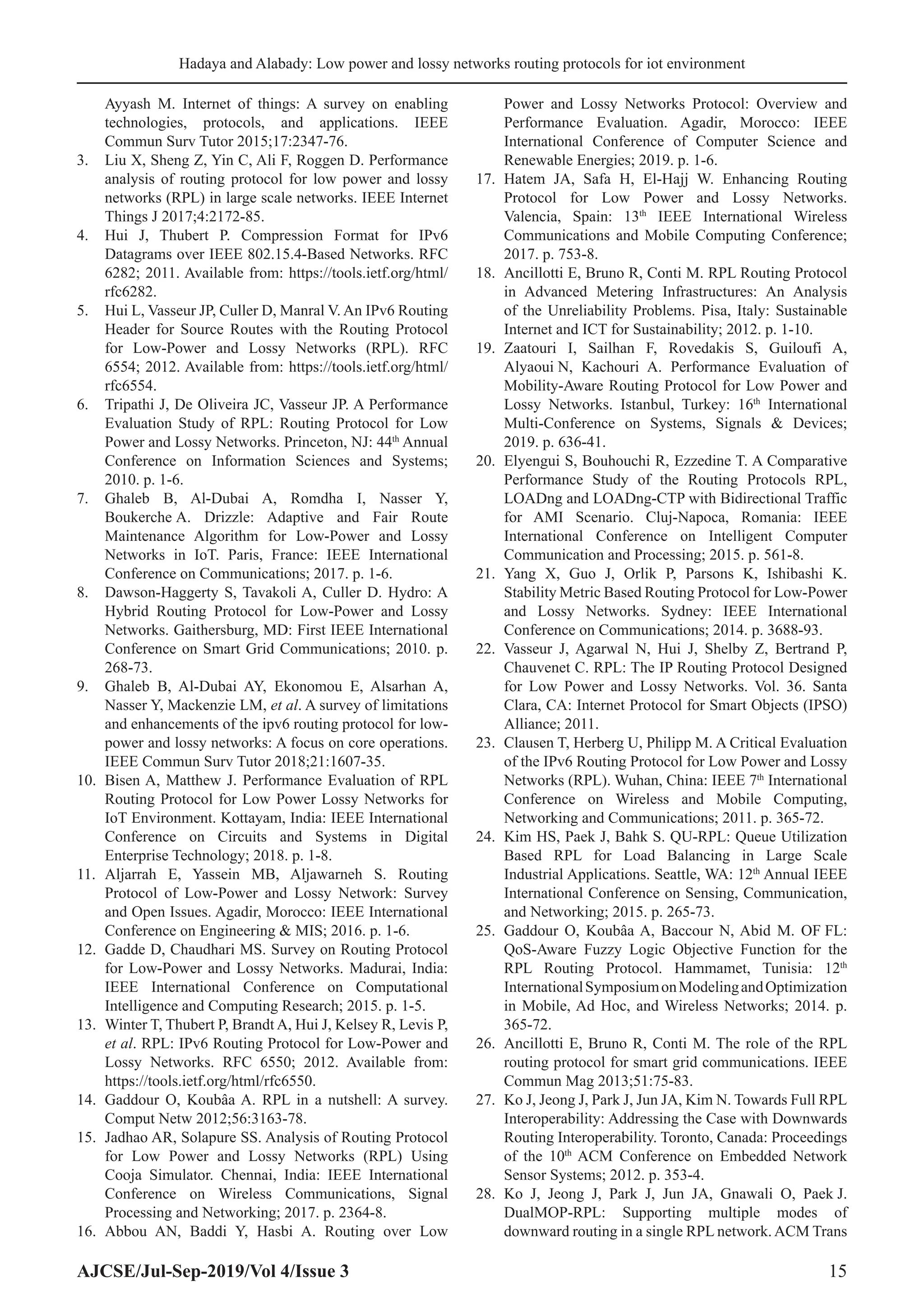 Low Power and Lossy Networks Routing Protocols for IoT Environment: A ...
