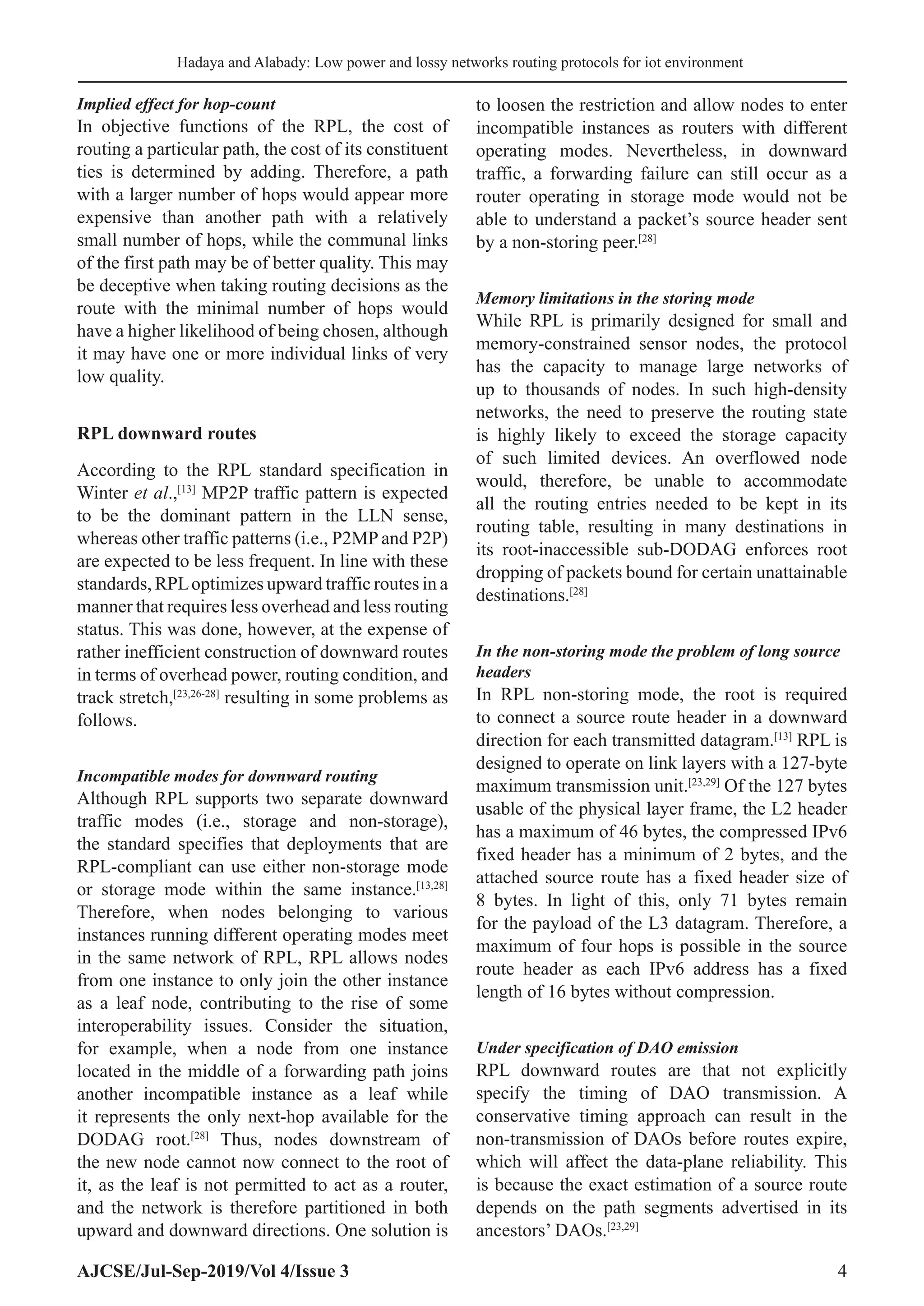 Low Power and Lossy Networks Routing Protocols for IoT Environment: A Survey | PDF