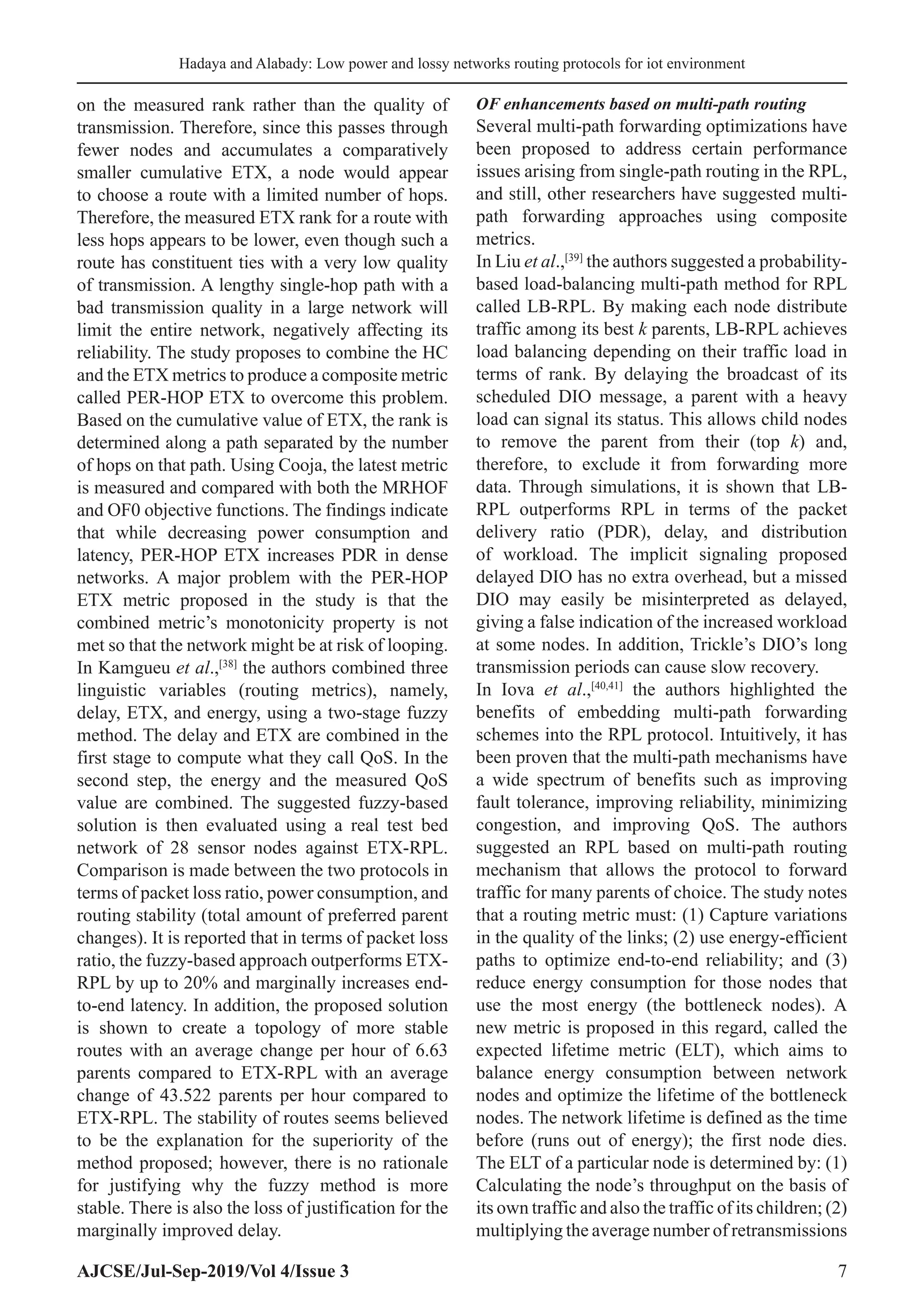 Low Power and Lossy Networks Routing Protocols for IoT Environment: A Survey | PDF