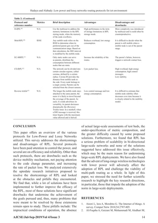 Low Power and Lossy Networks Routing Protocols for IoT Environment: A Survey | PDF