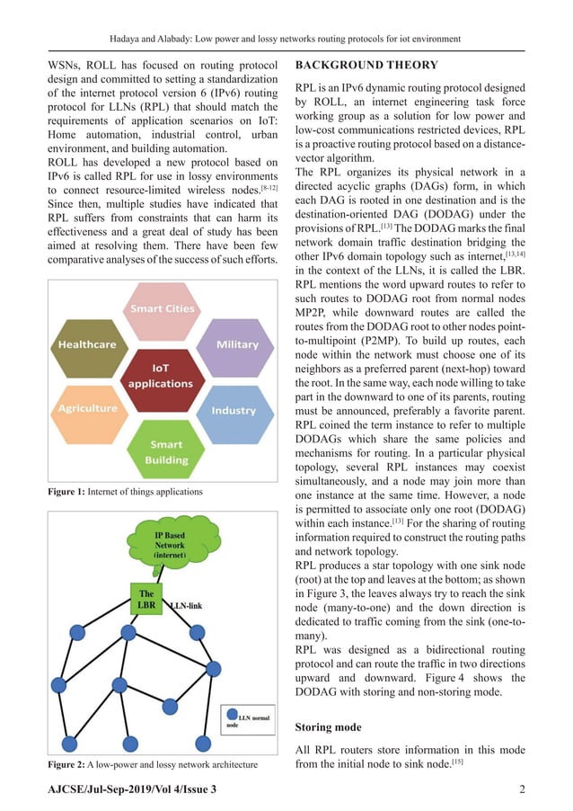 Low Power And Lossy Networks Routing Protocols For Iot Environment A Survey Pdf