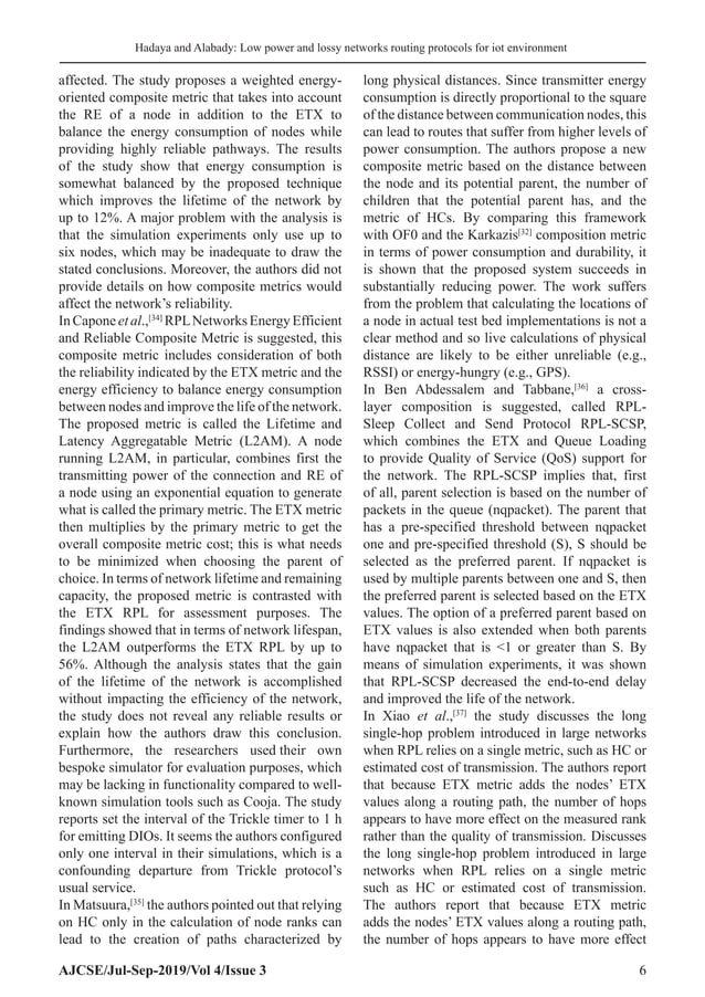 Low Power and Lossy Networks Routing Protocols for IoT Environment: A Survey | PDF