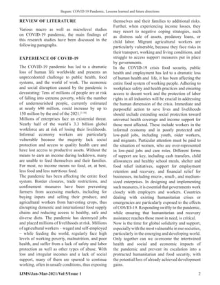Pandemics (coronavirus disease-2019), experiences, lessons learn, and ...