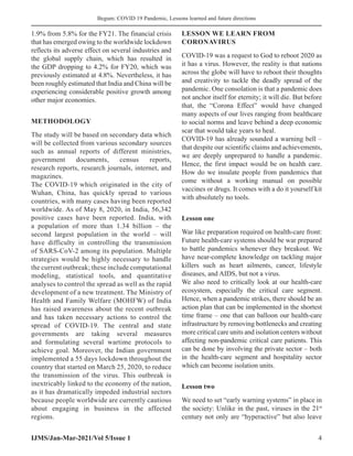 Pandemics (coronavirus disease-2019), experiences, lessons learn, and ...