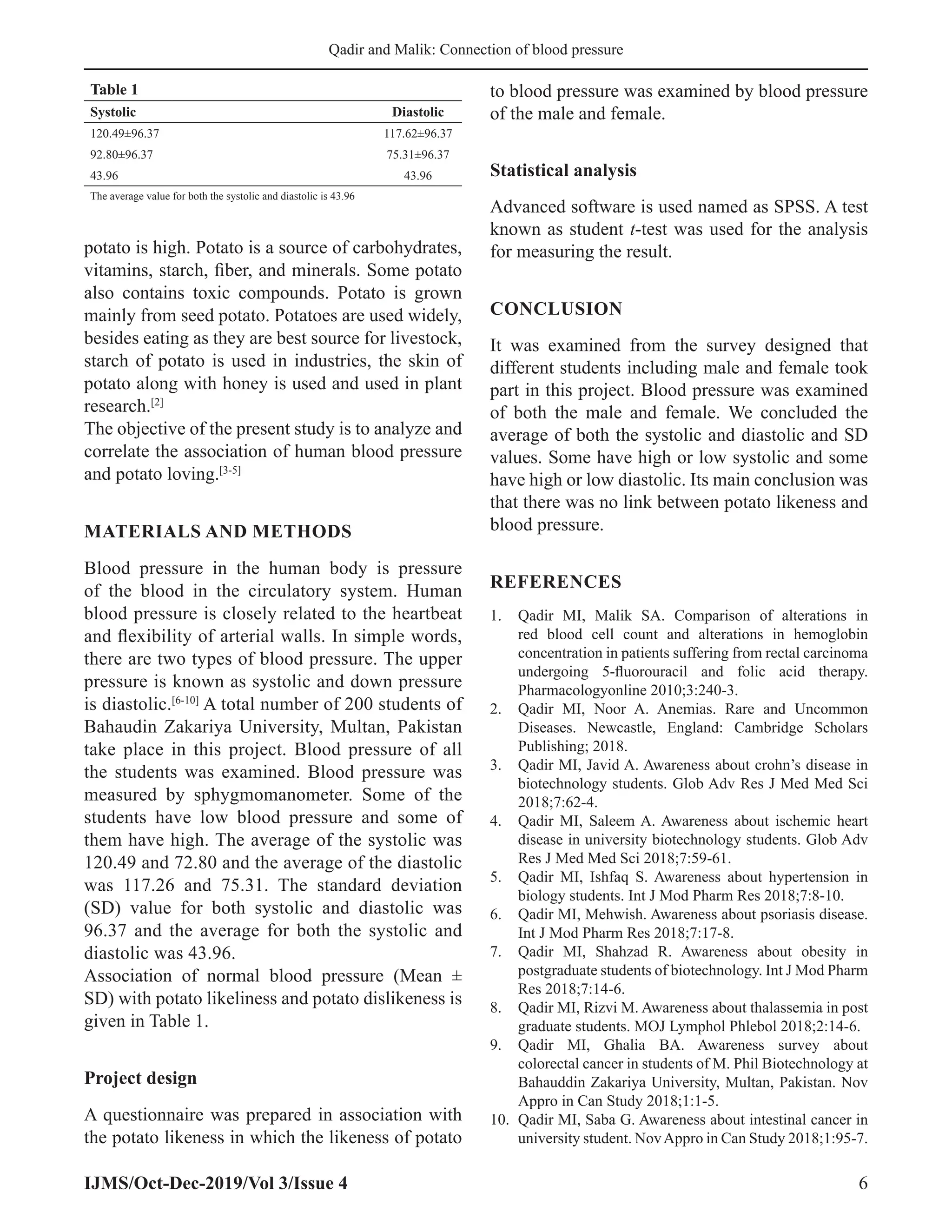 Connection of blood pressure with potato loving | PDF