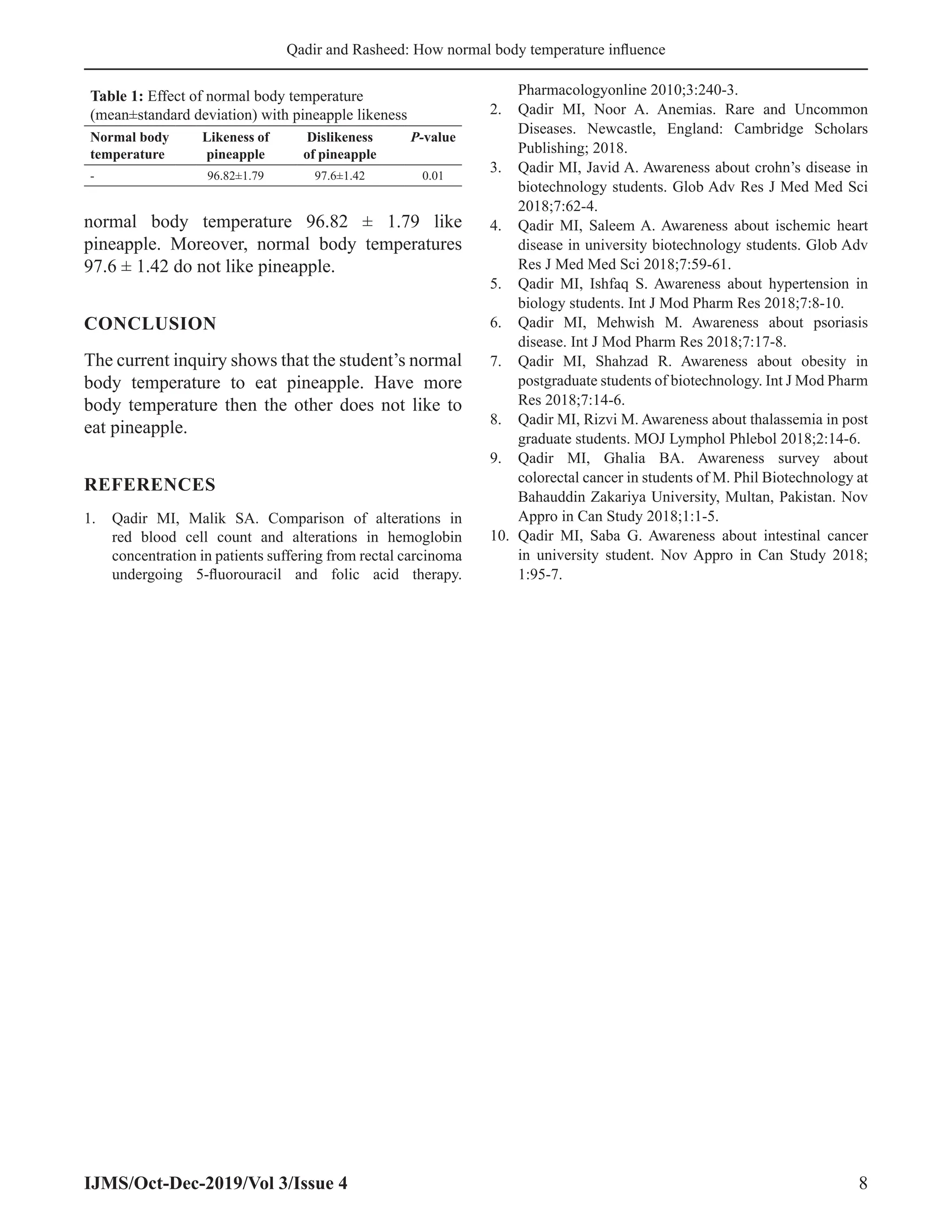 How normal body temperature influence on the likeliness of pineapple | PDF