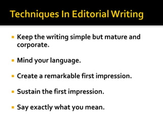 Techniques of editorial writing | PPTX