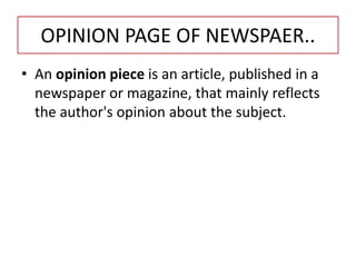 Editorial of newspaper and opinion | PPTX