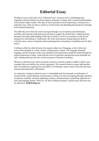Editorial Essay | PDF