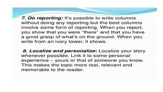 EDITORIAL OPINION WRITING and Column Writing | PPT