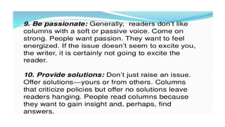 EDITORIAL OPINION WRITING and Column Writing | PPT