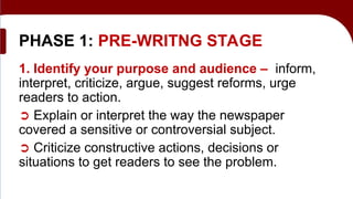 EDITORIAL OPINION WRITING.ppt -tRAINING MATERIAL FOR jOURNALISM | PPT
