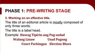 EDITORIAL OPINION WRITING.ppt -tRAINING MATERIAL FOR jOURNALISM | PPT