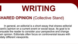 EDITORIAL OPINION WRITING.ppt -tRAINING MATERIAL FOR jOURNALISM | PPT